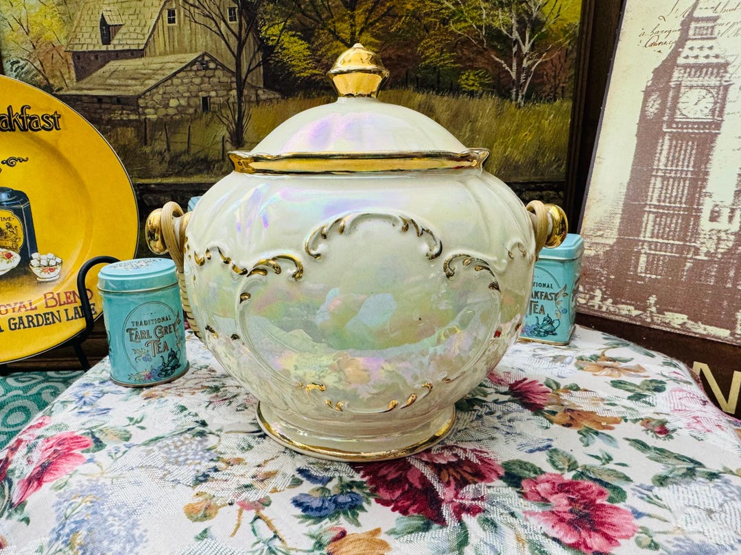 Vintage 1940s Sadler English Bone China Lustreware Biscuit Jar - Etsy