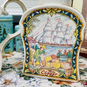 Vintage 1980s Sadler English Bone China Tea Caddy and Teapot Set - Tea ...