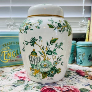 Vintage 1960s Crown Staffordshire English Bone China Ginger Jar Kowloon - Etsy