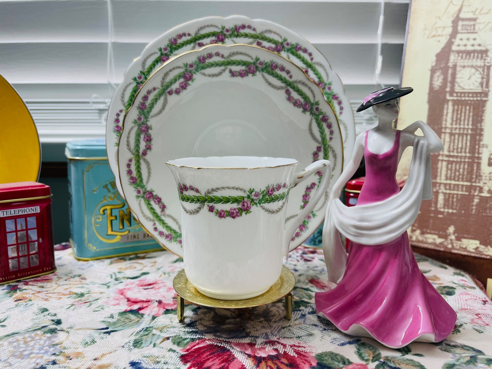 Vintage 1940s Shelley English Bone China Trio - Rose Swag - Etsy