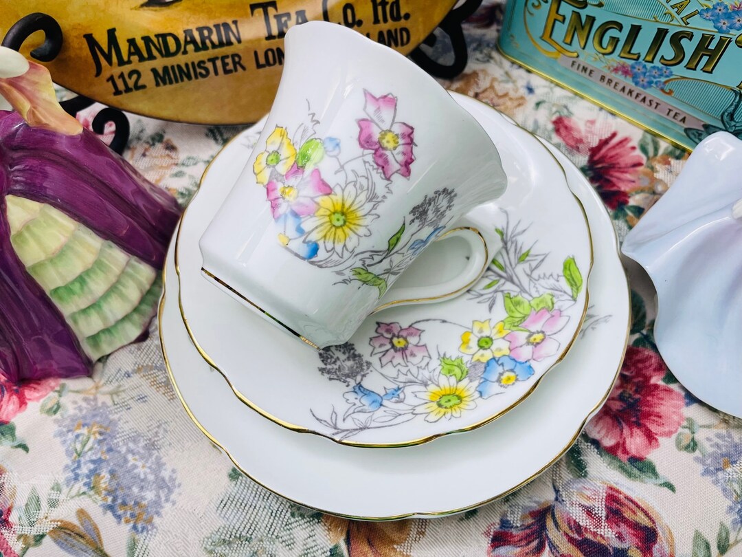 Vintage 1950s Spencer Stevenson English Bone China Trio - Etsy