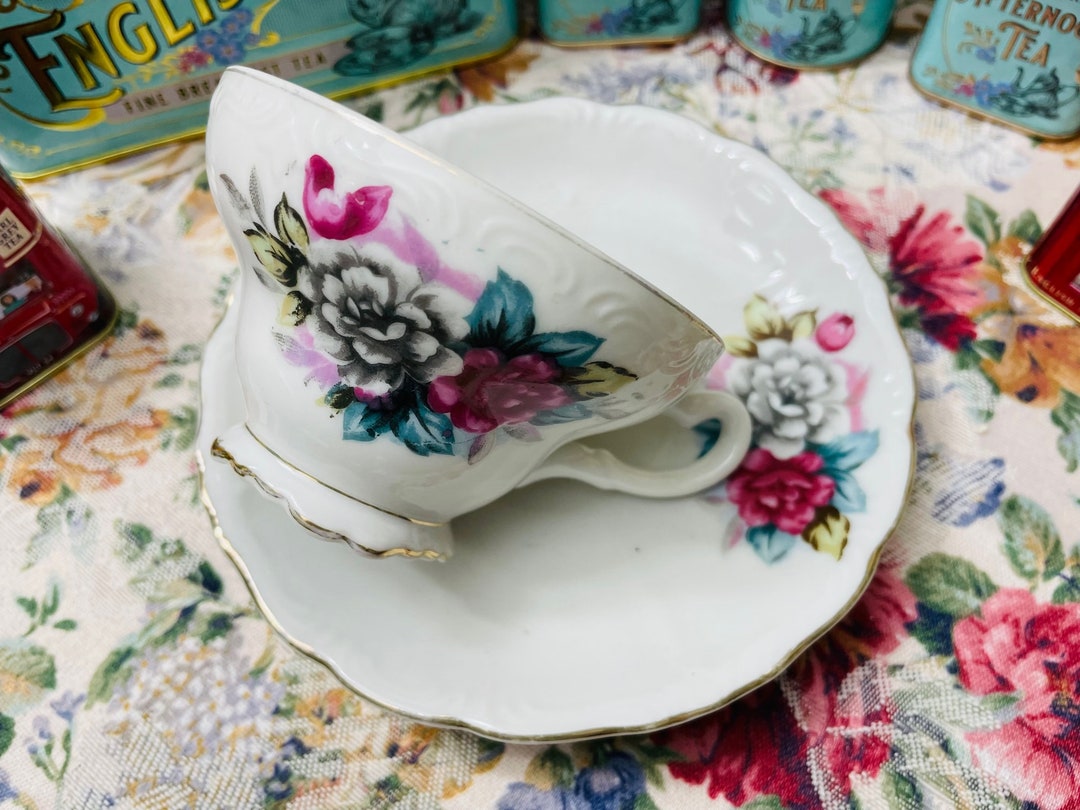 Vintage 1950s Porcelain Teacup Set - Etsy