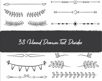 Vintage Text Dividers Hand Drawn Text Decoration Swirl Text - Etsy