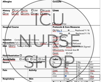 Stepdown ICU Nurse Brain W/charting Reminders - Etsy