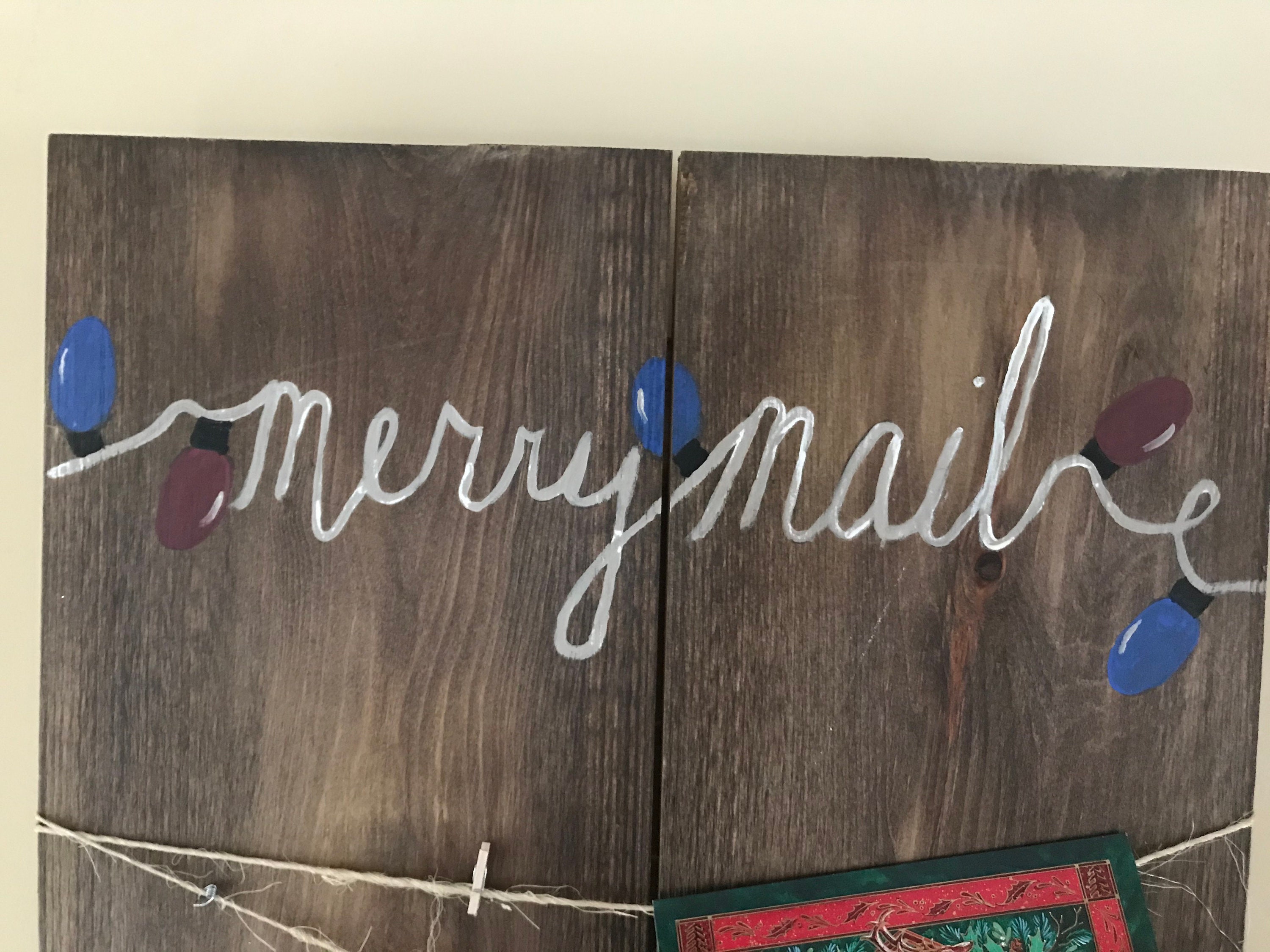 Merry Mail Sign Holiday Card Holder 32 X 16 - Etsy UK