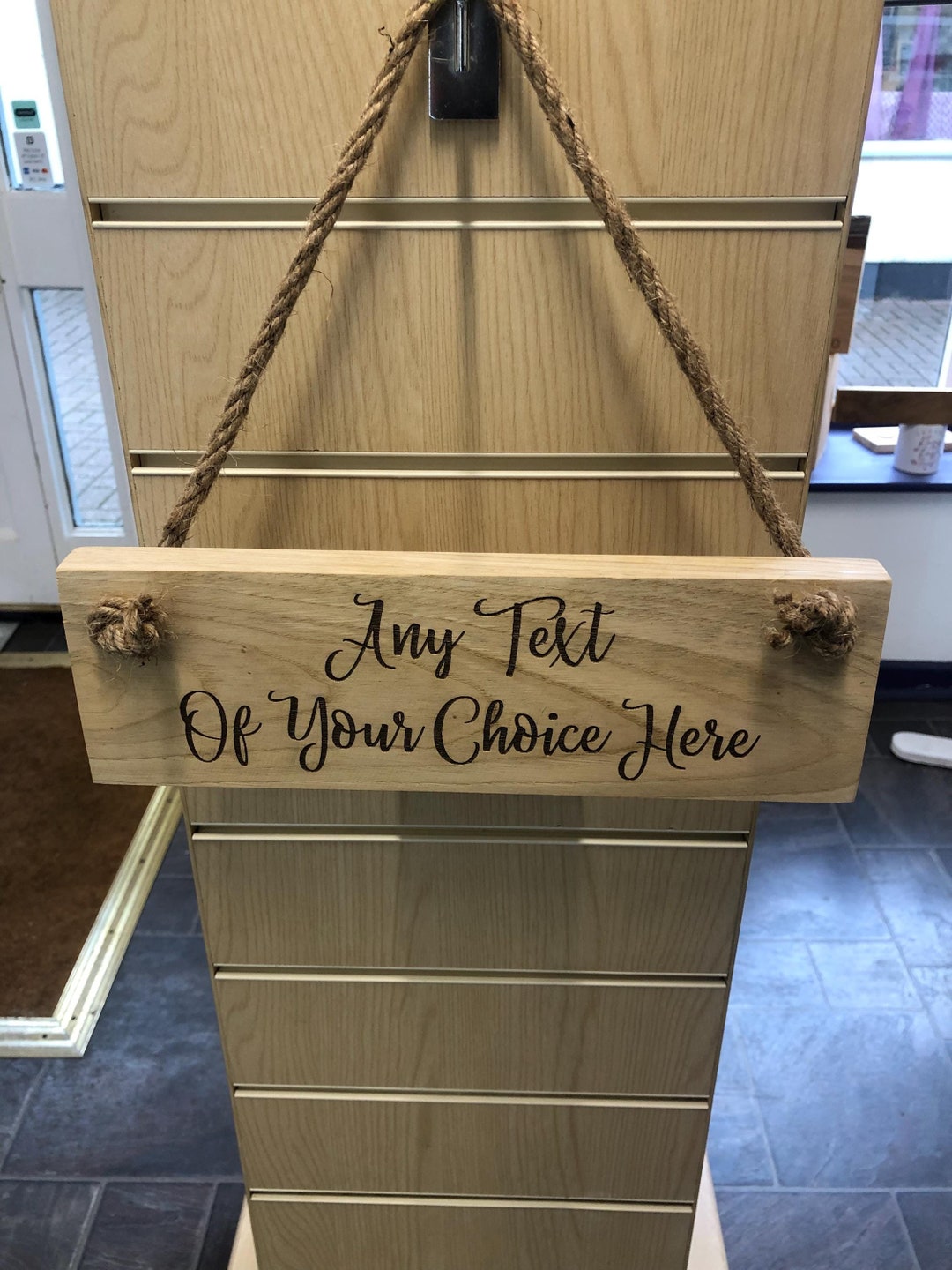 Large Engraved Solid Wood Personalised Any Text Sign, 30cm X 10cm X 2cm ...