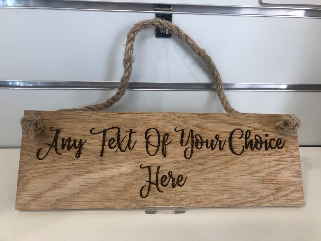 Large Engraved Solid Wood Personalised Any Text Sign, 30cm X 10cm X 2cm ...