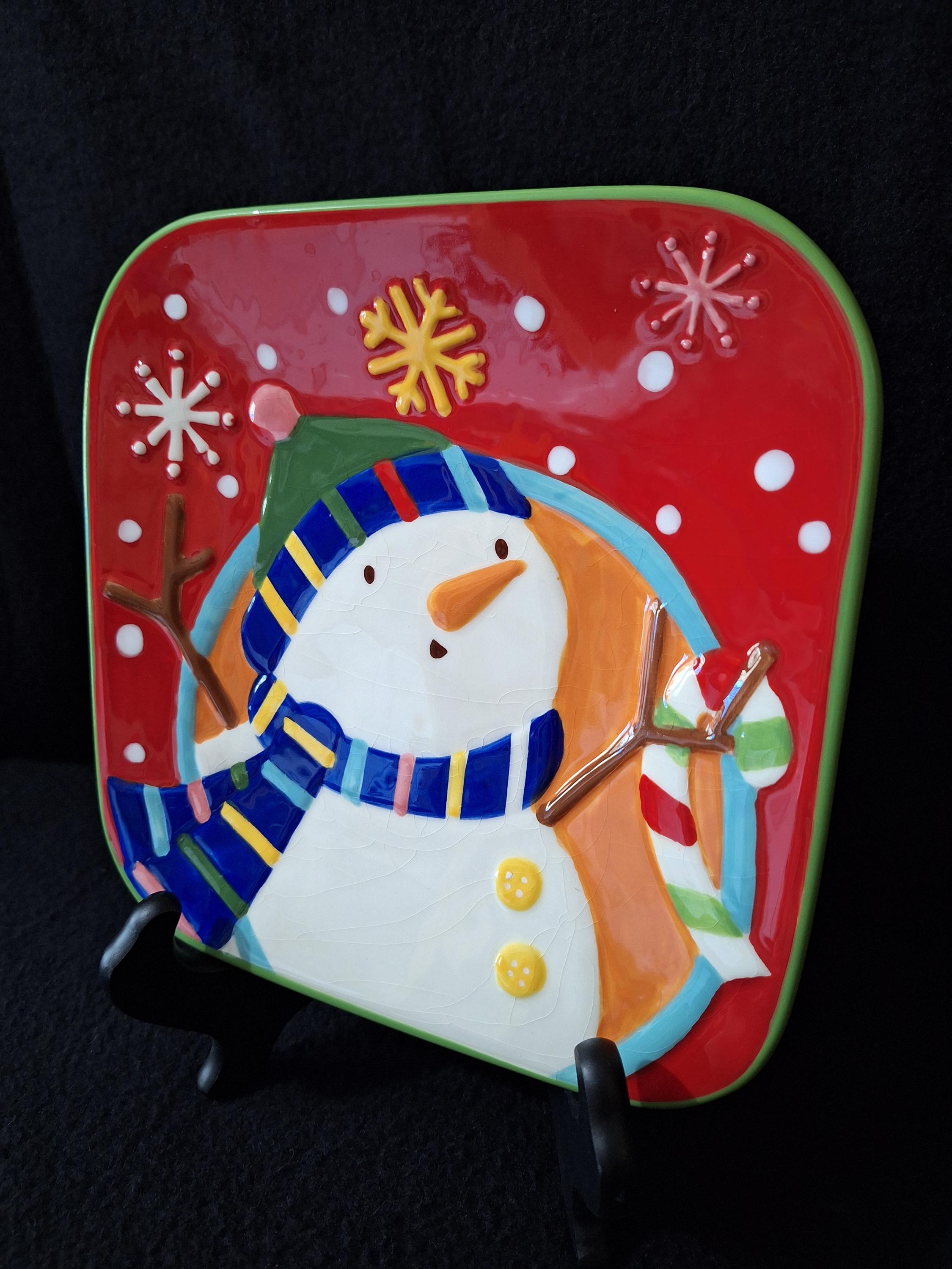 Vintage Porcelain Square Christmas Plates Set of 3 Brighten the Season ...