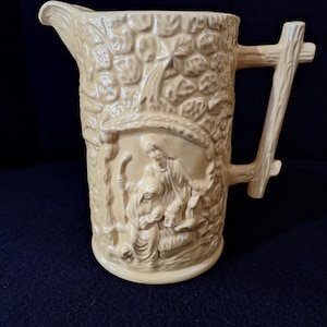 Vintage Majolica Nativity Scene Figural Style Pitcher Joseph Mary Jesus ...