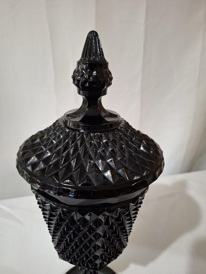 Vampire Apothecary Black Glass Diamond Point Pattern Vintage Indiana ...