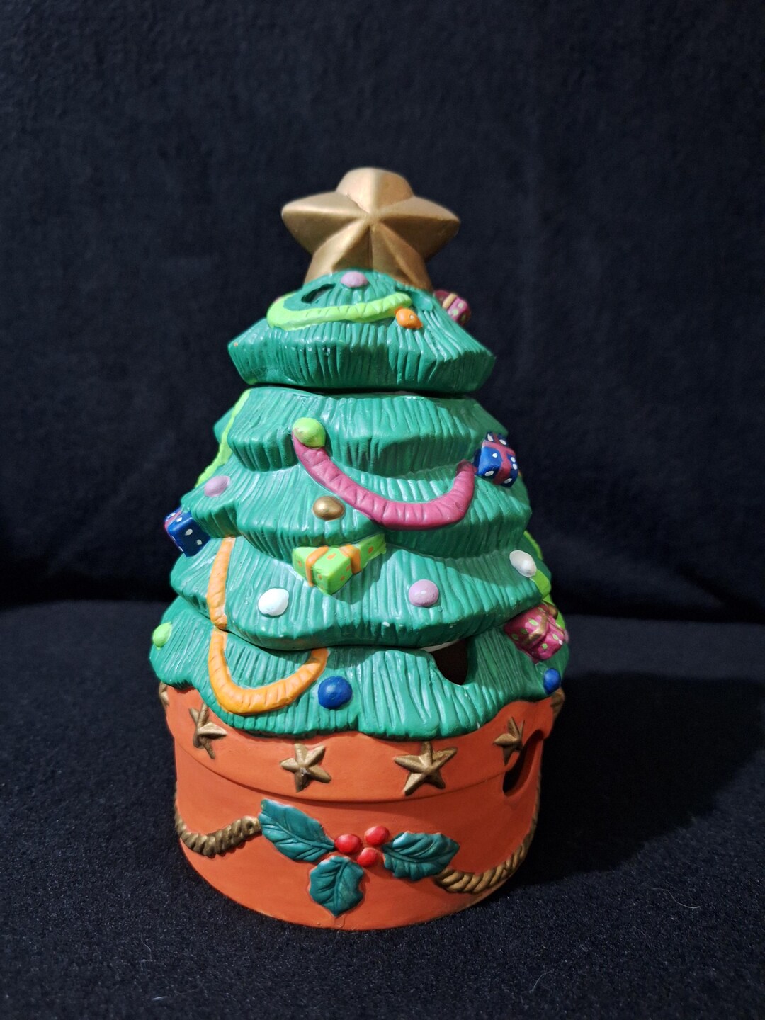 Vintage Porcelain Christmas Tree Potpourri/incense Pot by Heritage Mint ...
