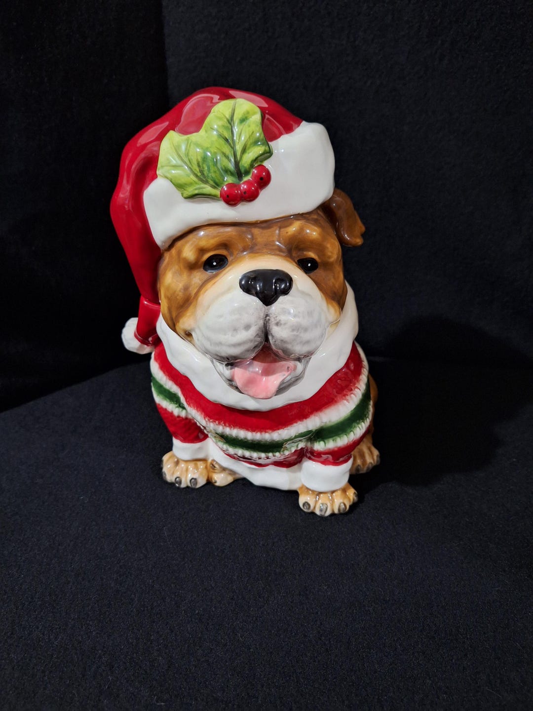 Christmas British Bulldog Cookie Jar/canister Dog Treats/biscuits/milk ...