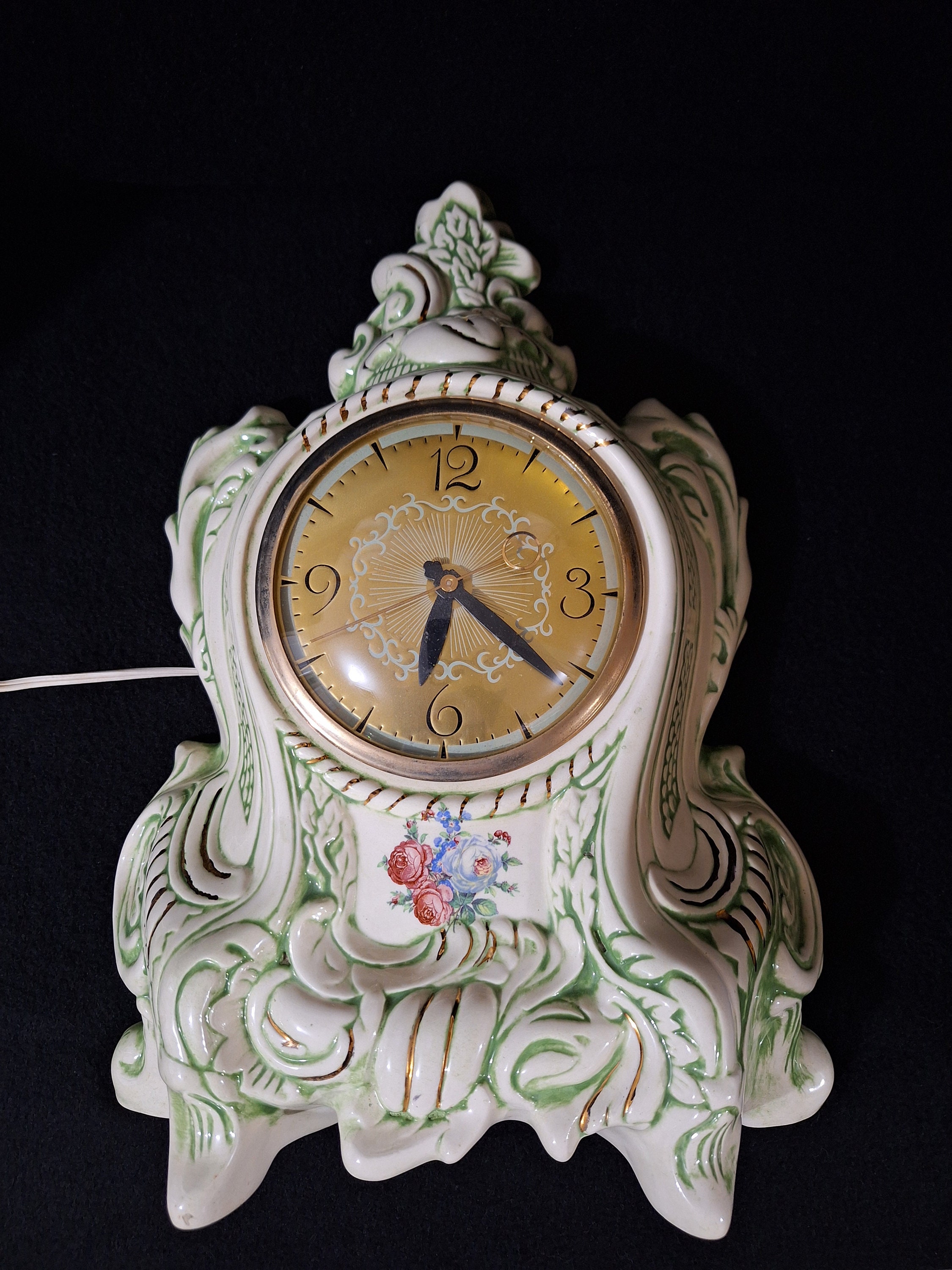 Vintage Victorian Style Electric Ceramic Mantle Clock Movement by ...