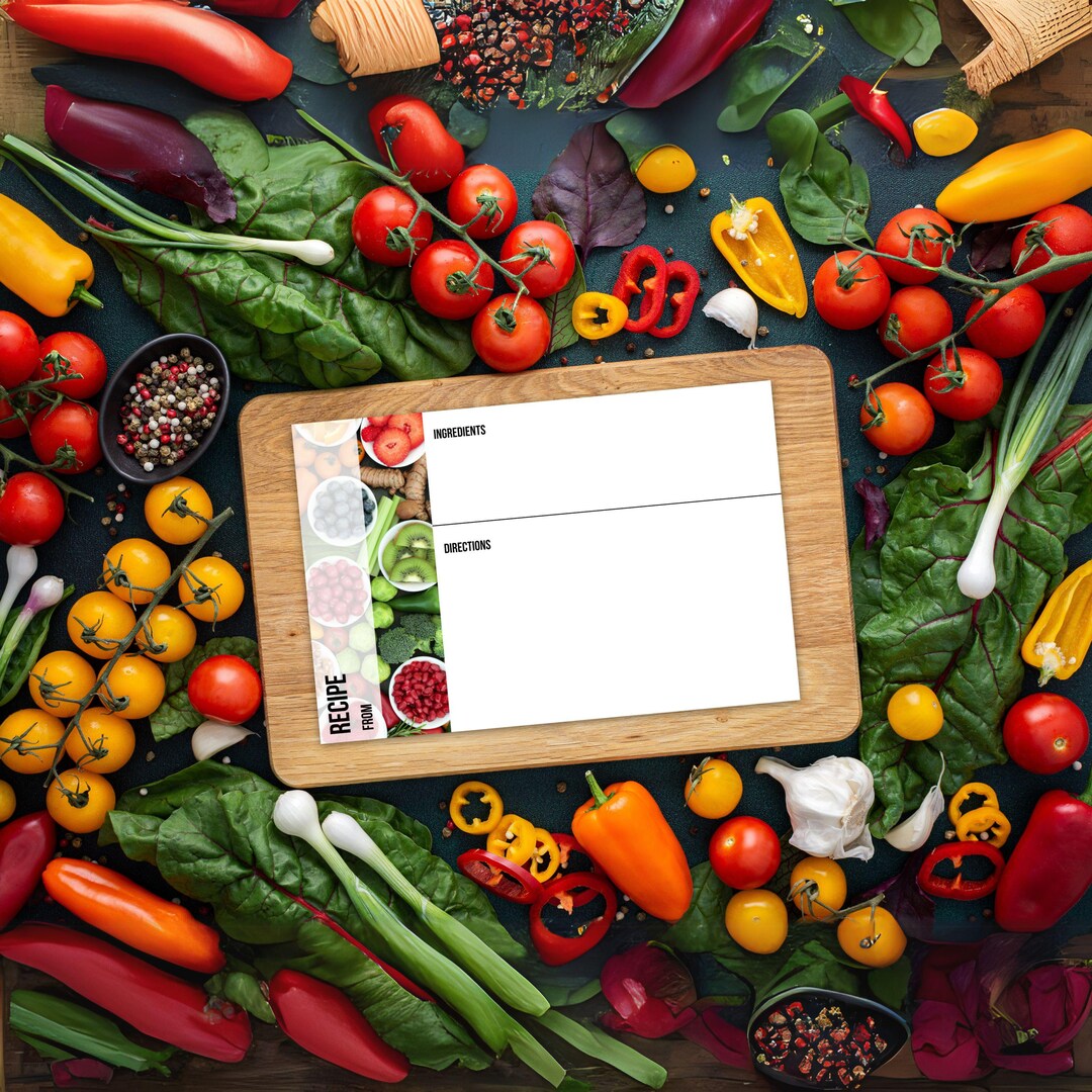 Recipe Card, Modern Colorful Printable Recipe Card PDF, 4"x6" Recipe ...