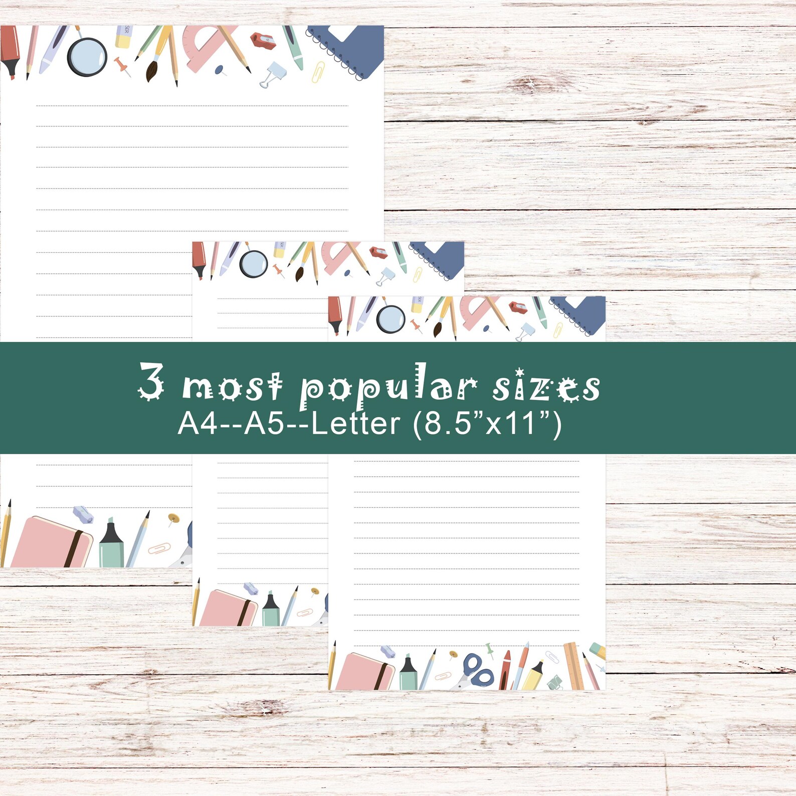 Back to School Printable Stationery Set, Writing Paper Lined Unlined ...