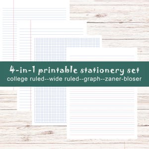 Back to School Printable Stationery Set, Zaner-bloser Writing Paper ...