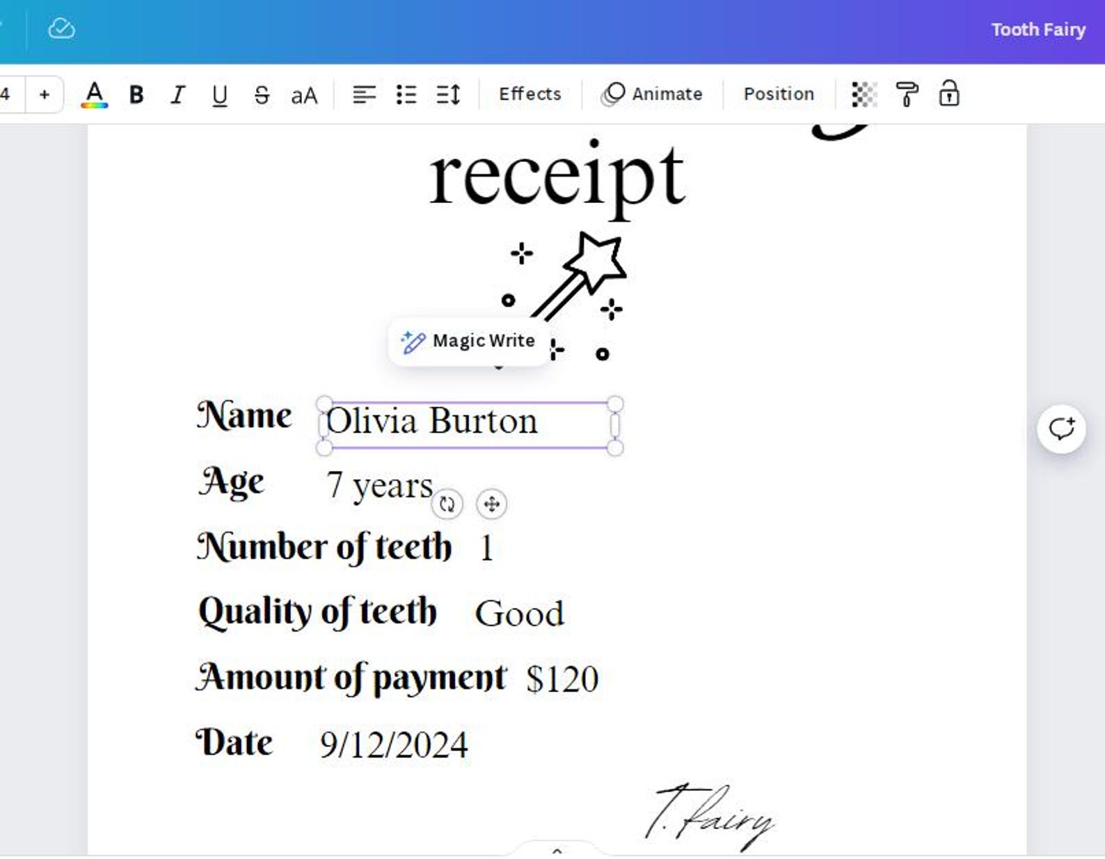 Tooth Fairy Receipt Canva Template, Tooth Fairy Letter, Tooth Fairy ...