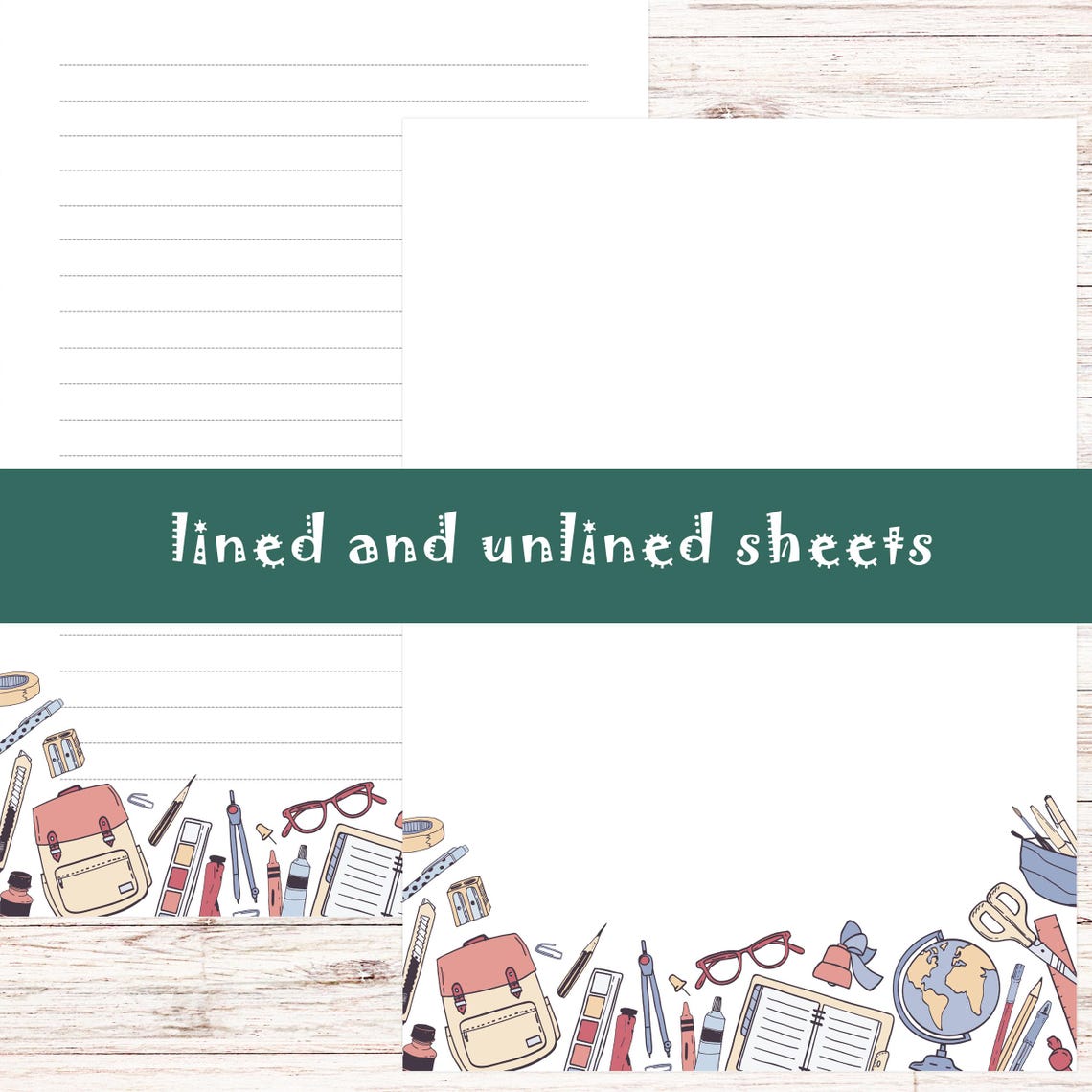 Back to School Printable Stationery Set, Writing Paper Lined Unlined ...
