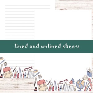 Back to School Printable Stationery Set, Writing Paper Lined Unlined ...