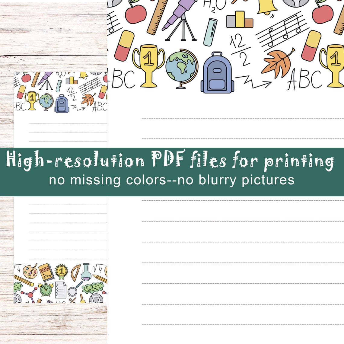 Back to School Printable Stationery Set, Writing Paper Lined Unlined ...
