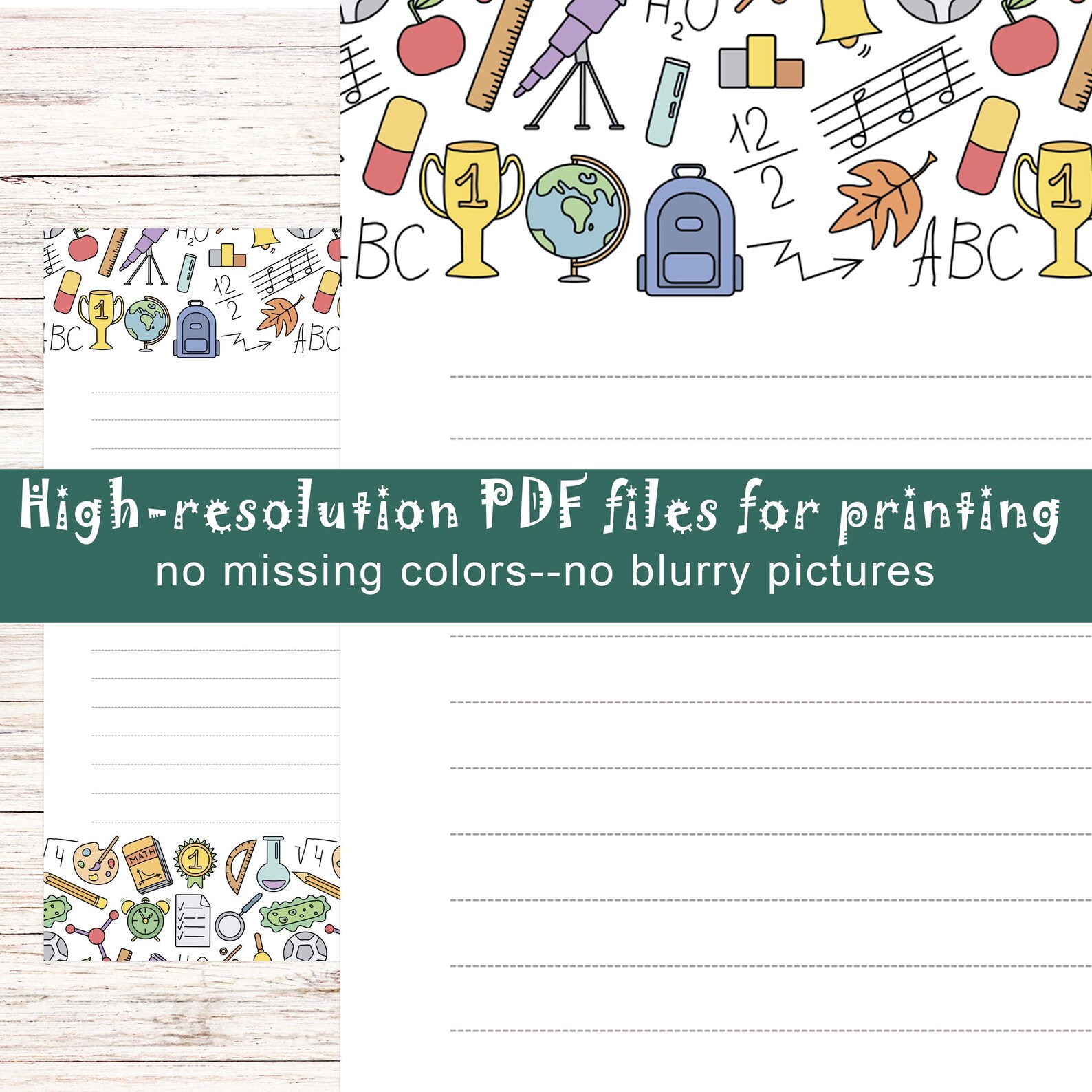Back to School Printable Stationery Set, Writing Paper Lined Unlined ...