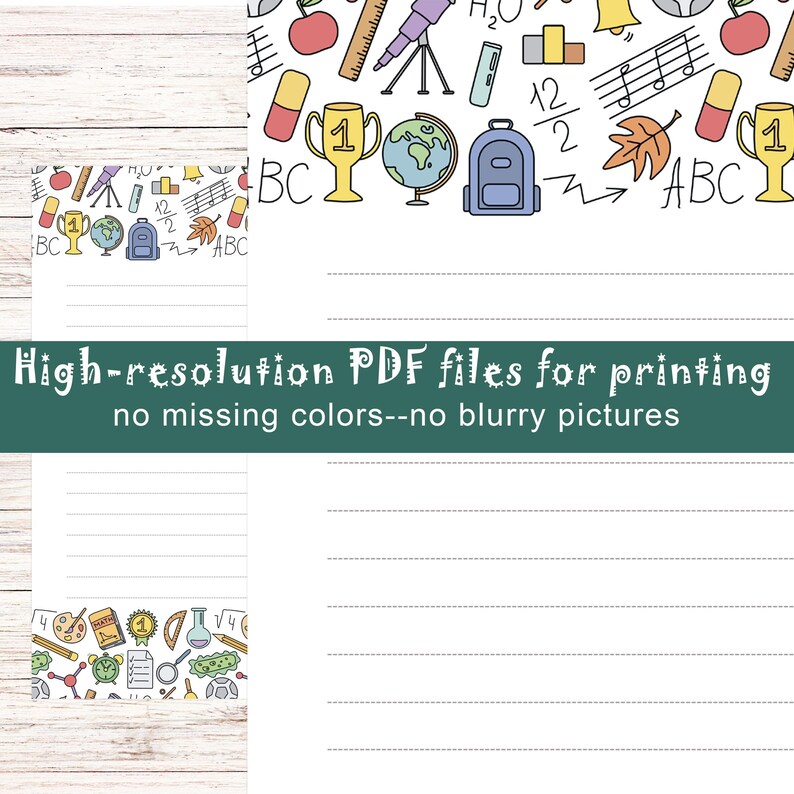 Back to School Printable Stationery Set, Writing Paper Lined Unlined ...