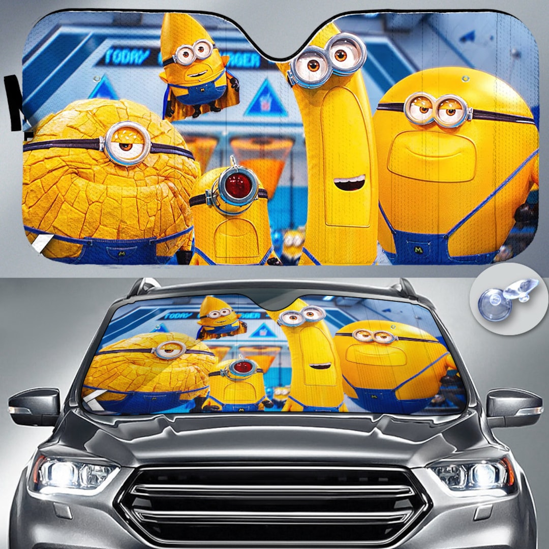 Minions on Car Sun Shade, Funny Minion Auto Sunshade, Custom Car ...