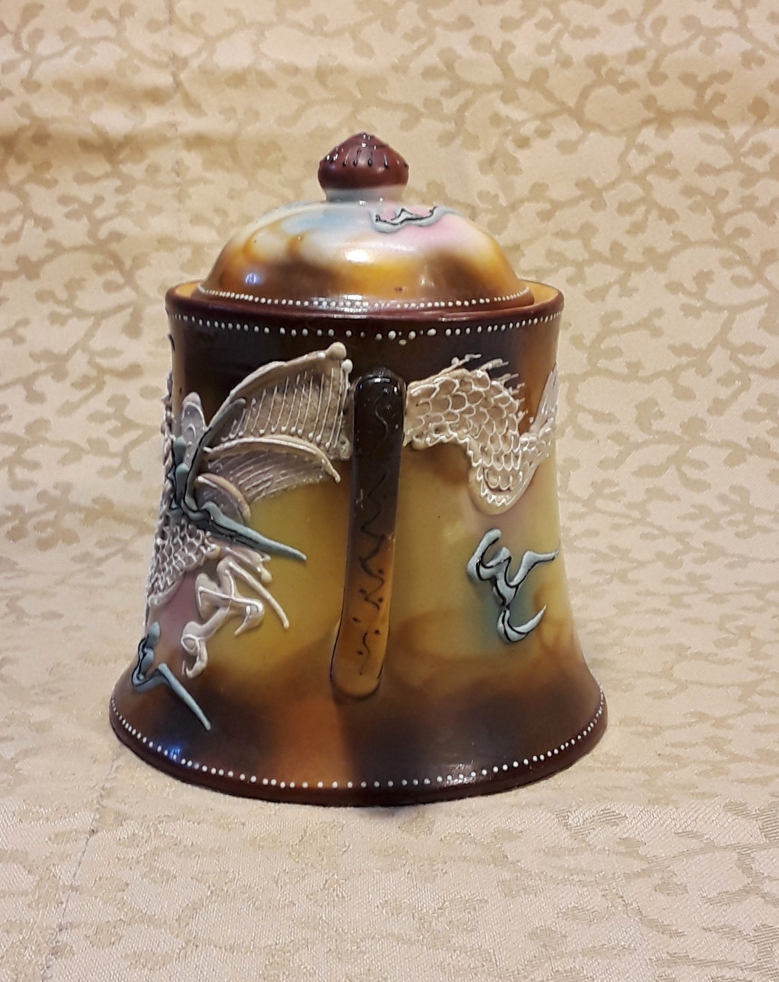 Antique Dragonware Sugar Bowl 1920s Orange Brown Moriage - Etsy