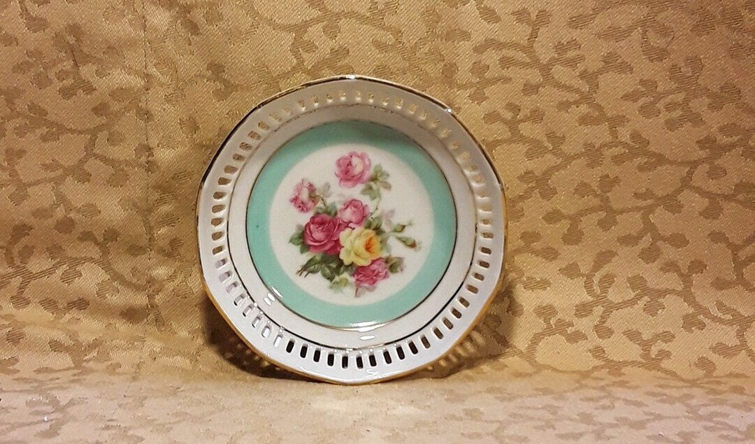 Antique 1920s Schumann Bavaria Porcelain Ring Dish Reticulated Edge ...