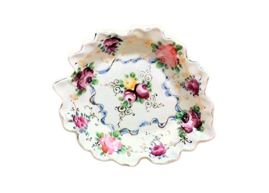 Antique Nippon Nappy Dish Victorian Hand Painted Roses Porcelain French ...