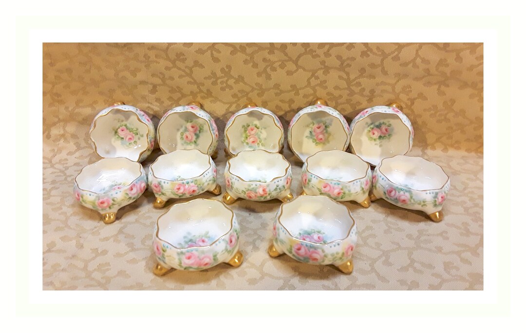 Antique Victorian Salt Dips Set of 12 Hand Painted Porcelain - Etsy