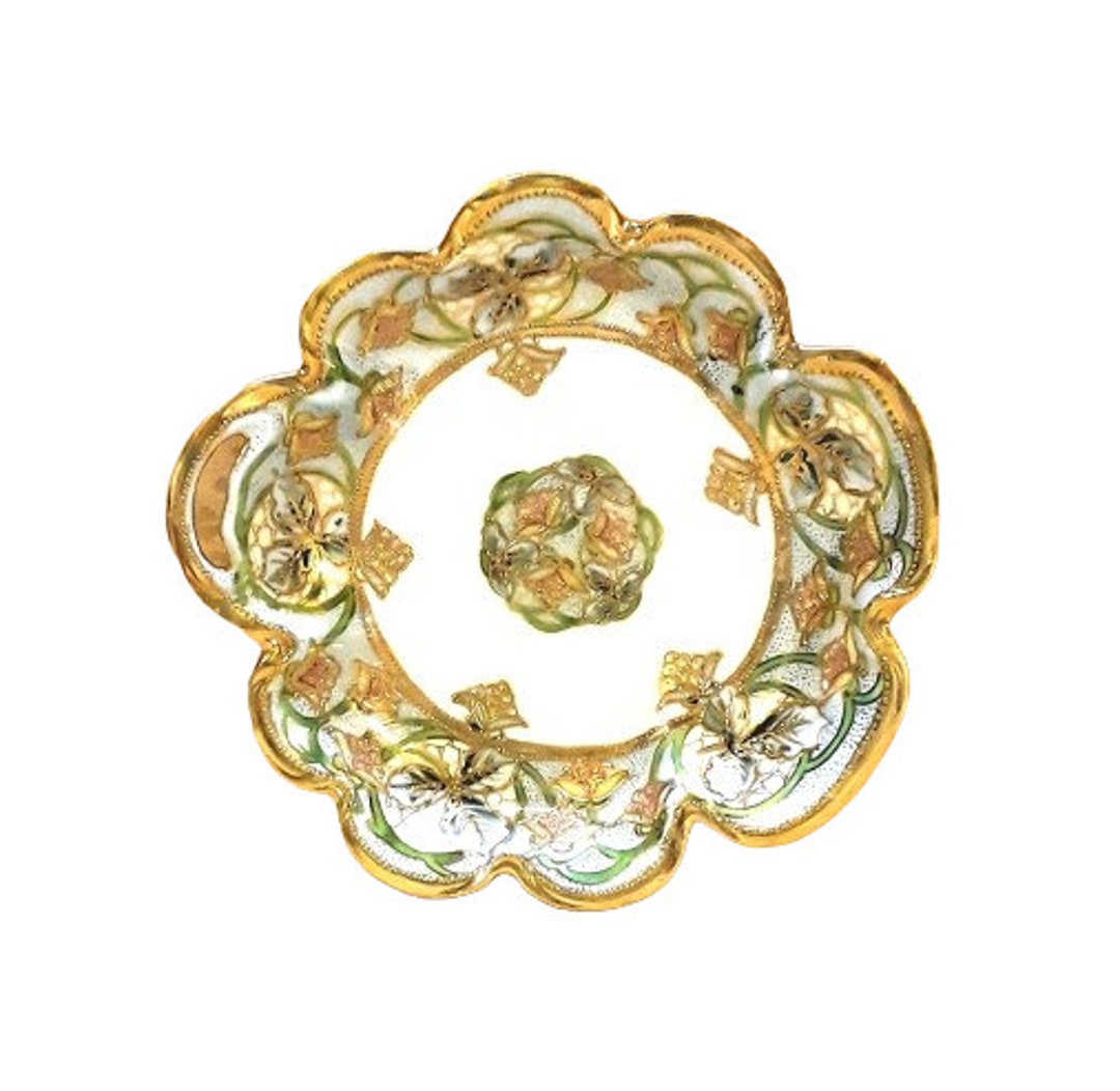 Antique RC Nippon Nappy Bowl Hand Painted Heavy Gold Paulownia Blossoms ...