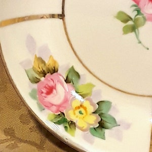 Antique Nippon Nappy Hand Painted Pink Roses Yellow Flowers Shabby ...