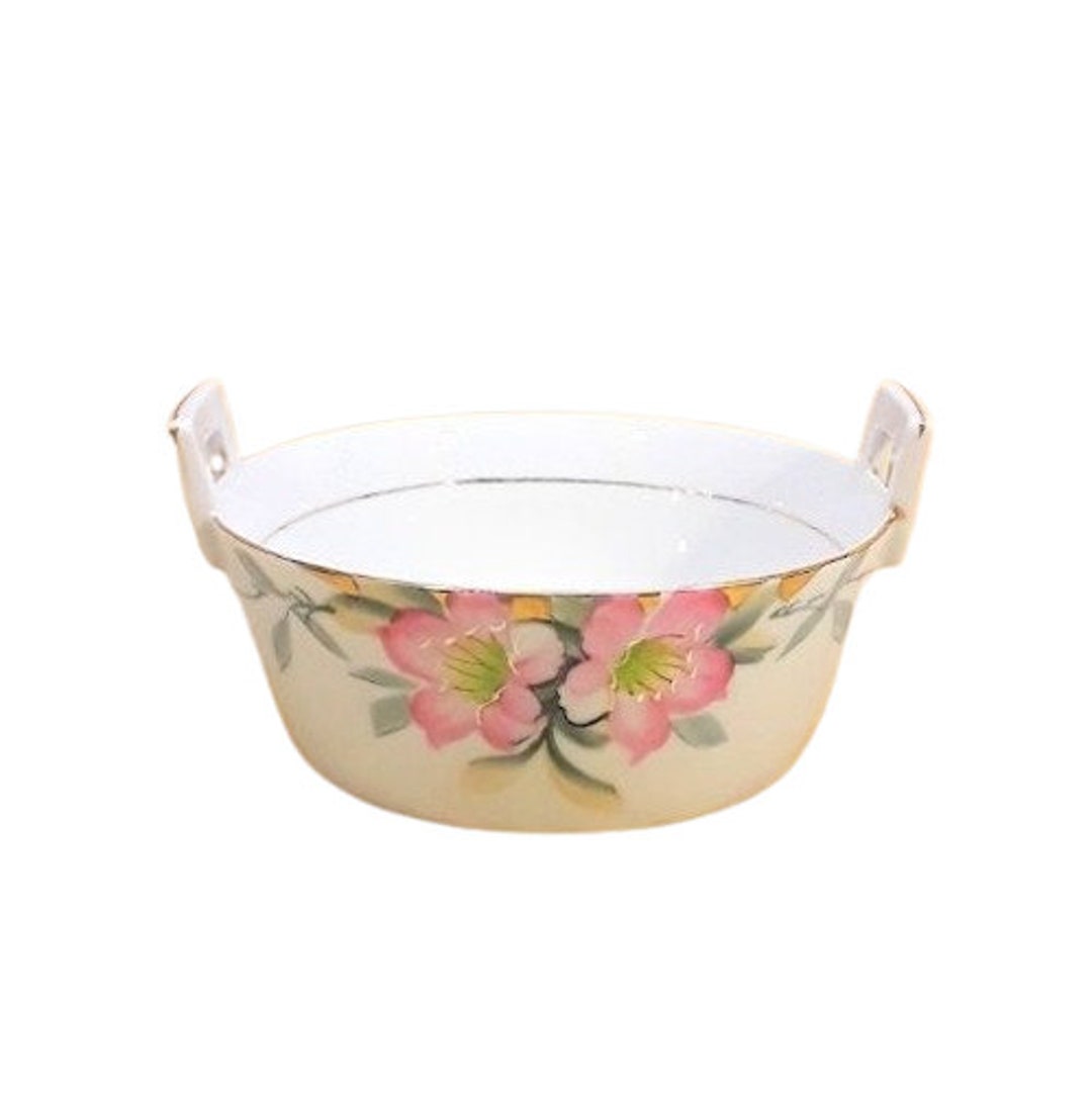 Antique Noritake Azalea Butter Tub Red Mark Hand Painted Shabby Cottage ...