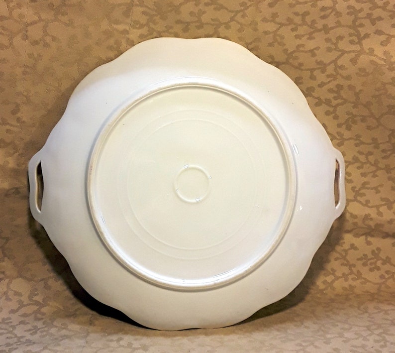 Antique German Cake Plate Pink Roses Green Pink Brown Ombre Victorian ...