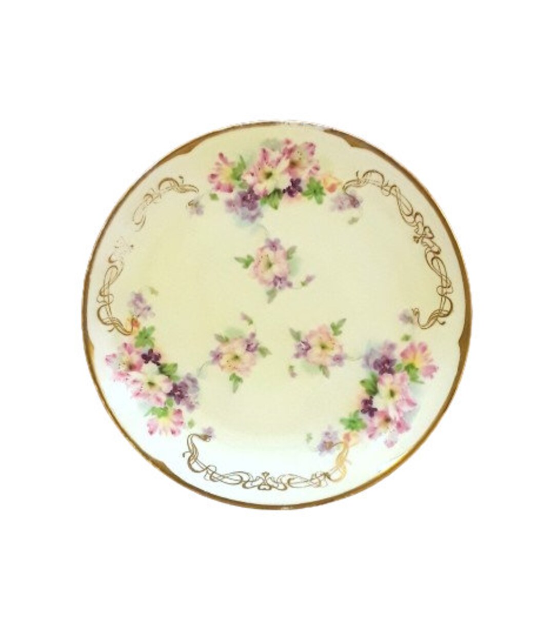 Antique Favorite Bavaria Plate 8.5" Purple Flowers Art Nouveau ...
