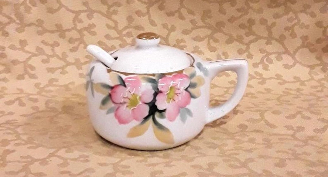 Vintage Noritake Azalea Mustard Jar With Spoon Hand Painted Japan Red ...