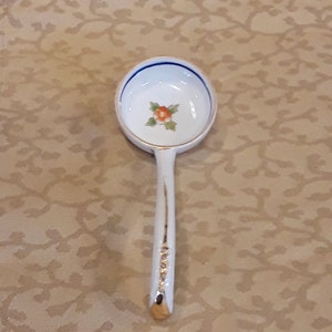 Antique Nippon Ladle Hand Painted Porcelain Floral Orange Flowers Blue ...