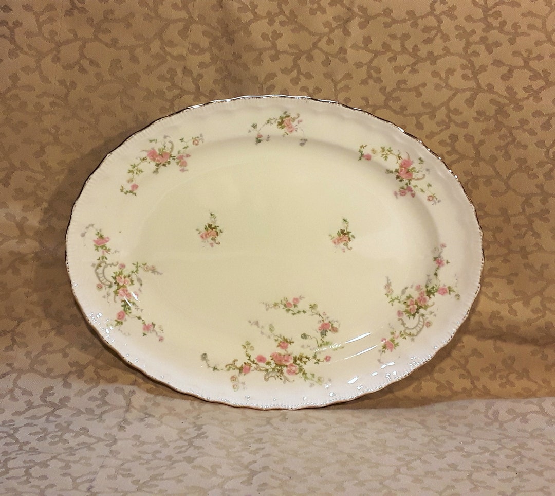 Vintage Pope Gosser New Princess Oval 11 Platter Pink Floral 1940s ...