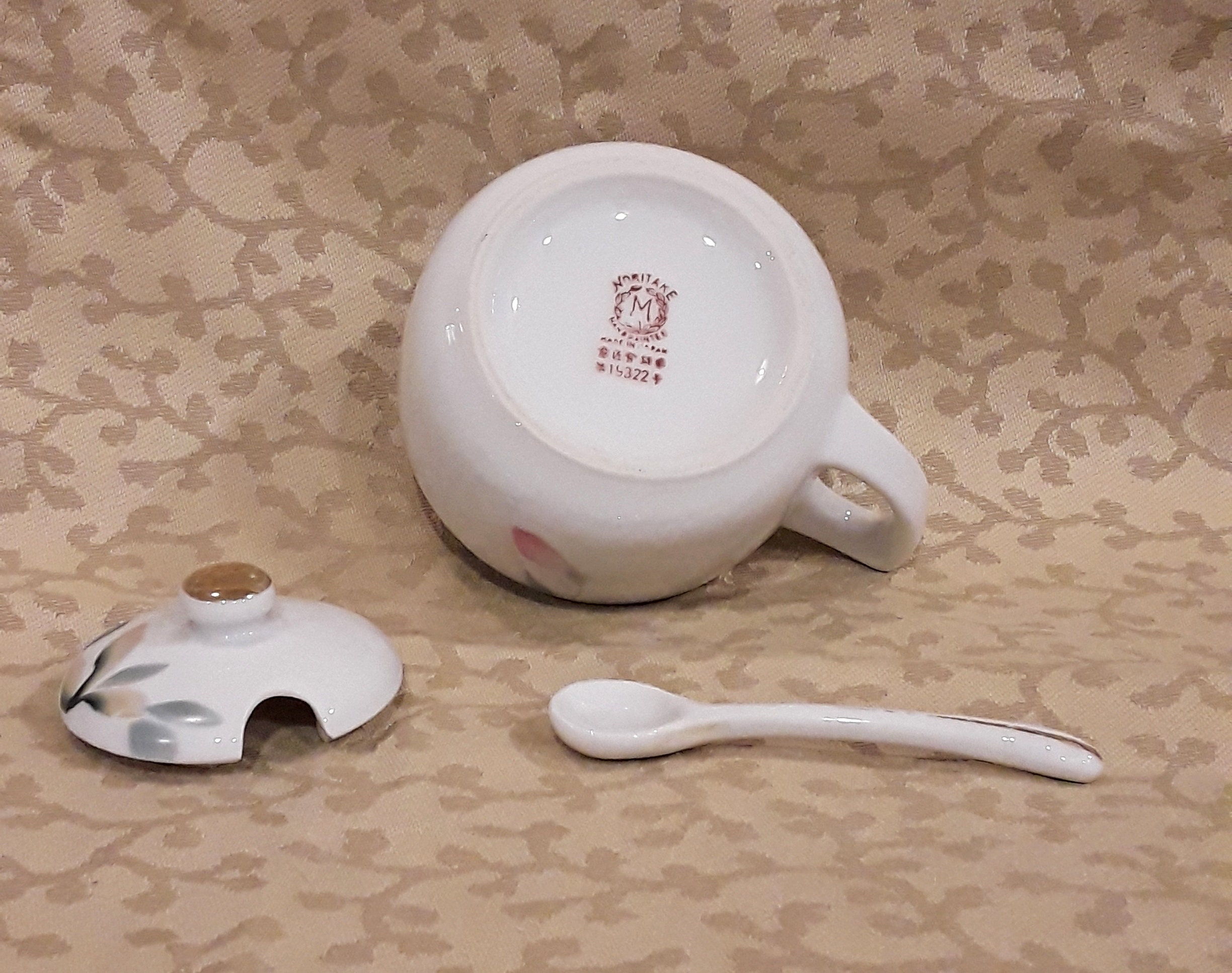 Vintage Noritake Azalea Mustard Jar With Spoon Hand Painted Japan Red ...
