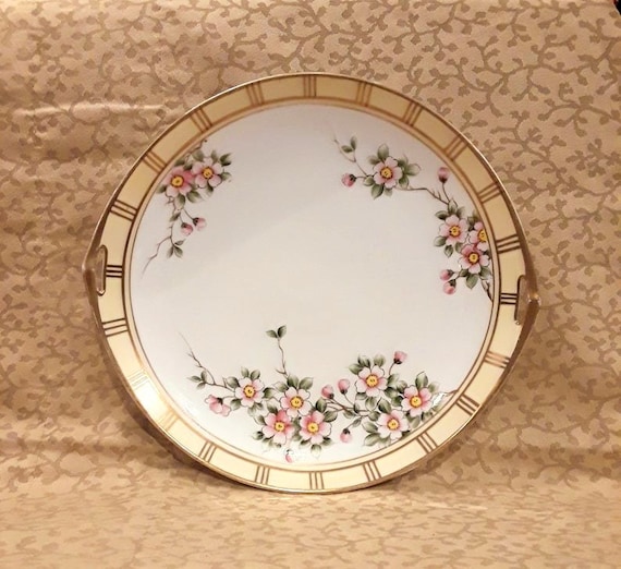 Antique Nippon Cake Plate Hand Painted Cherry Blossoms Shabby | Etsy