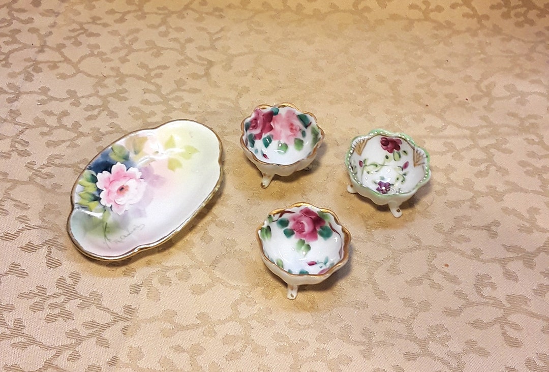 Antique Nippon Salt Dips Assorted Set of Four Hand Painted Porcelain ...