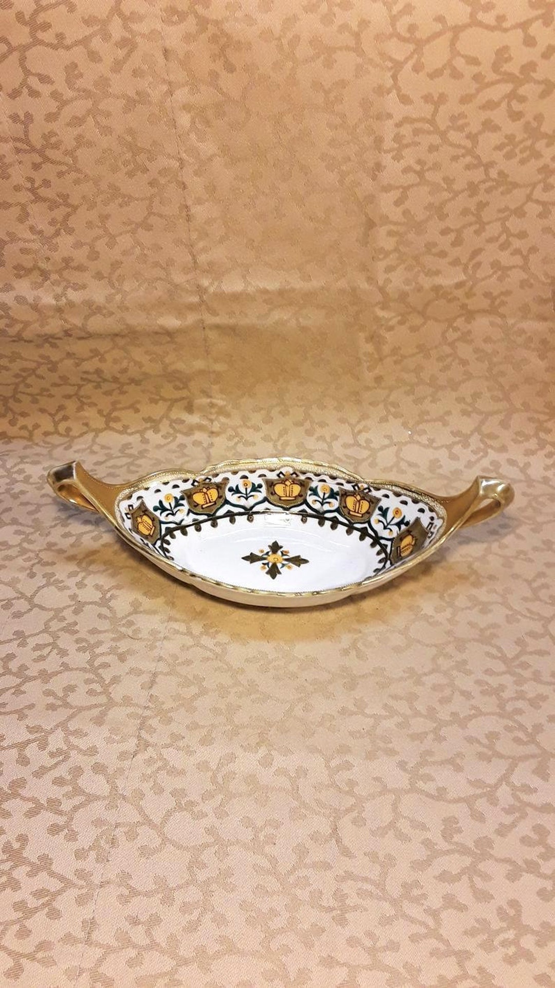 Antique RC Nippon Relish Dish Hand Painted Crowns Porcelain Shabby ...