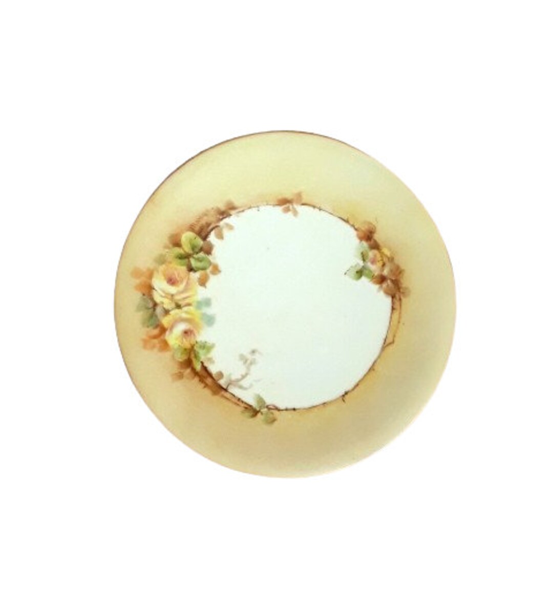 Antique Victorian Plate 6" Hand Painted Porcelain Signed Maxan Yellow ...