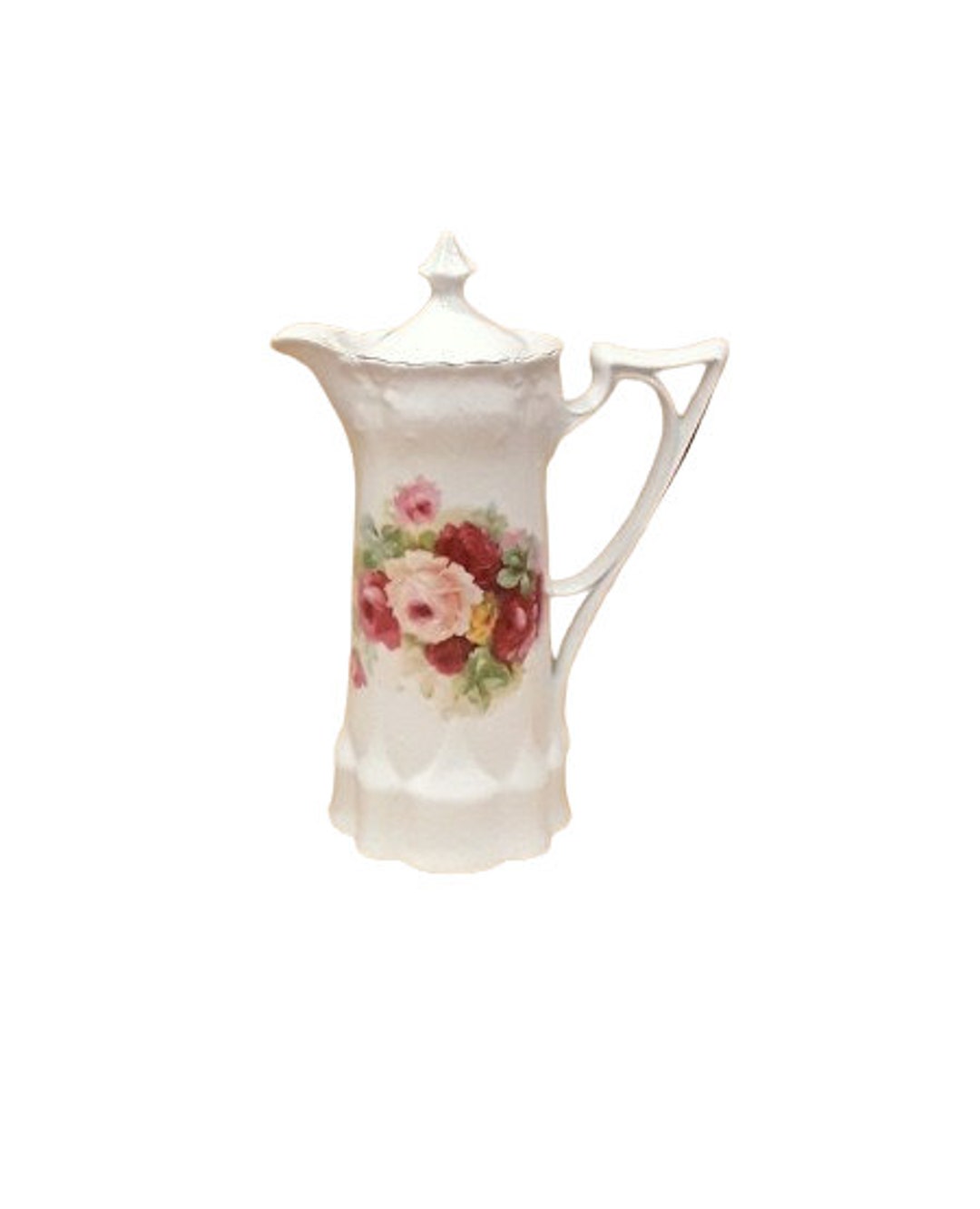 Antique Victorian Chocolate Pot German Porcelain Pink Roses Shabby ...