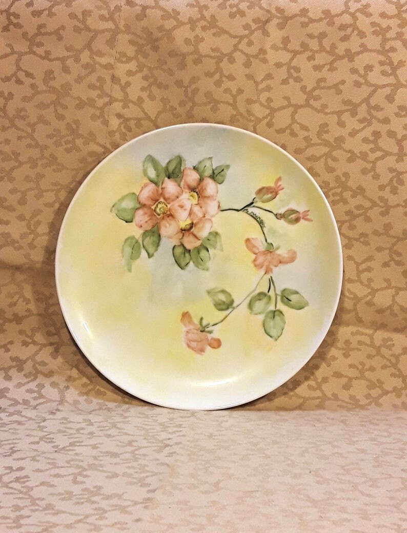 Antique Victorian Plate 8 Prince Regent Bavaria Pink Roses Floral ...