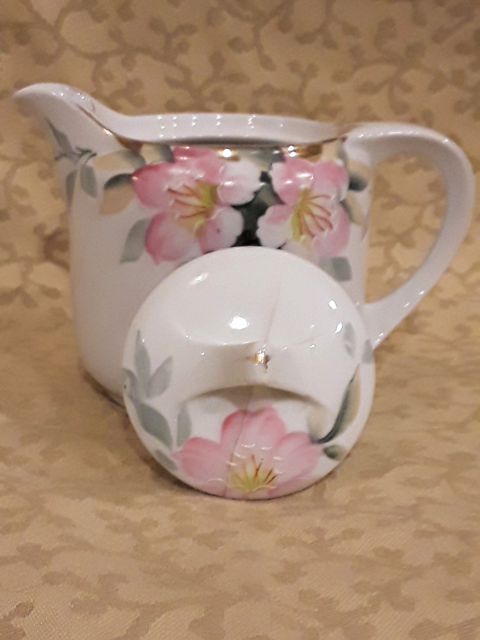 Vintage Noritake Azalea Pattern Syrup With Lid Red Wreath Mark Hand ...