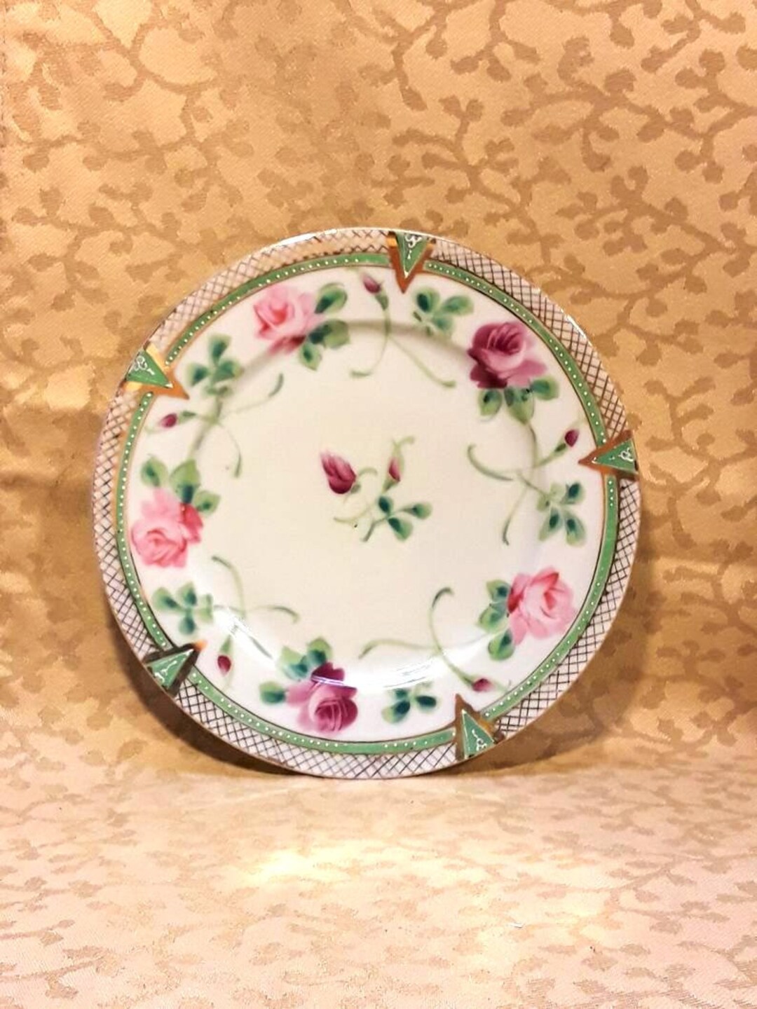Antique Nippon Plate 6 Hand Painted Pink Roses Porcelain - Etsy