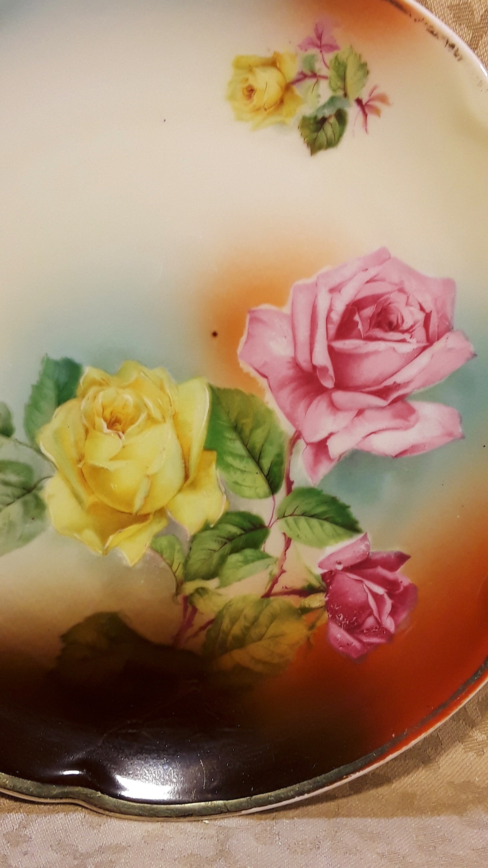 Antique Victorian Plate 8 Prince Regent Bavaria Pink Roses Floral ...