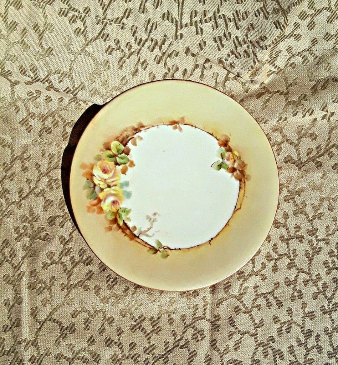 Antique Victorian Plate 6 Hand Painted Porcelain Signed Maxan Yellow ...